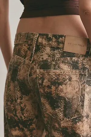 Free People We The Free Fable Printed Twisted Jeans - Snake Combo