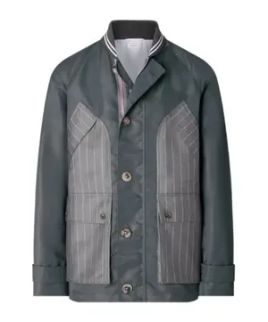 Thom Browne Pinstripe Panelled Field Jacket - Dark Gray