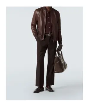 Brioni Leather Bomber Jacket