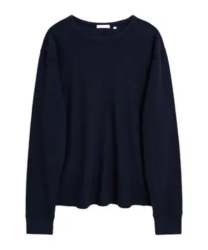 SUNFLOWER Waffle Tee Ls - Navy