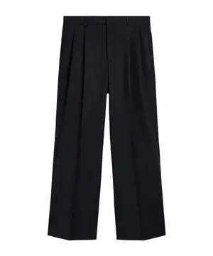 SUNFLOWER Wool Pleated Casual Pants - Black
