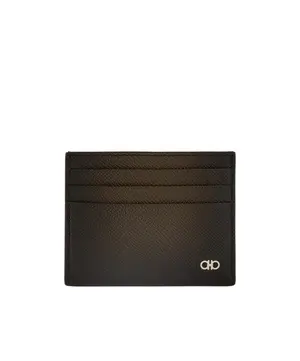 FERRAGAMO Micro Gancini Credit Card Holder - Black