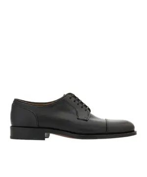 FERRAGAMO Derby Shoe With Stitching Detail - Black