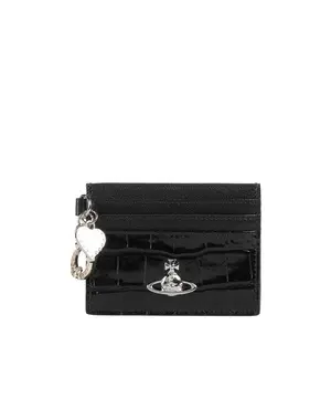 VIVIENNE WESTWOOD Embossed Croc Credit Card Holder - Black