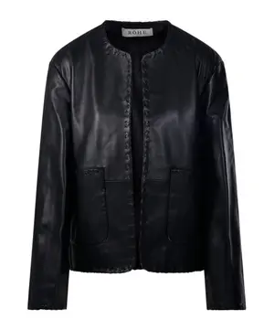 RÓHE Blanket-stitch Leather Jacket - Black