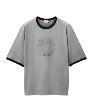 Versace Printed-logo Cotton Jersey T-shirt - Grey