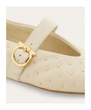 FERRAGAMO Studded Gancini Buckle Ballet Flat