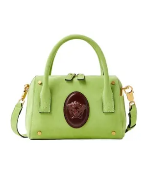 Versace Roomy Small Suede Boston Bag - Green