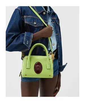 Versace Roomy Small Suede Boston Bag