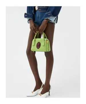 Versace Roomy Small Suede Boston Bag