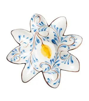 LES-OTTOMANS Ceramic Positano Lemons Starter Plate - Blue