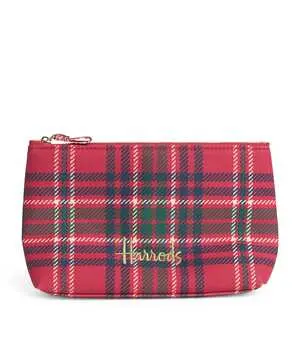 Harrods Medium Tartan Logo Pouch - Red