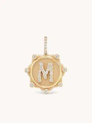 MARLO LAZ Pavé Alphabet Coin Charm - One-color