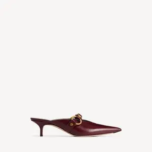 Balenciaga City Mule In Burgundy Calfskin - Red