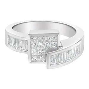 HAUS OF BRILLIANCE 14k 1 1/3 Cttw Princess And Baguette Diamond Ring - White Gold