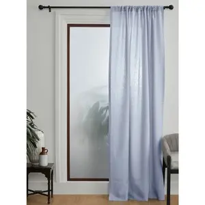 Solino Home Linen Curtain With Light Filtering Rod Pocket For Living Room - Chambray Blue
