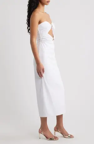 Torn By Ronny Kobo Sandrine Strapless Cutout Detail Dress - Ivory