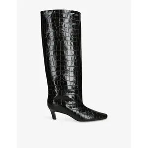TOTEME Wide Shaft Croc-effect Leather Knee-high Boots