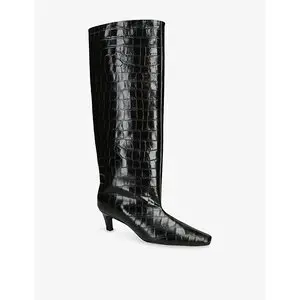 TOTEME Wide Shaft Croc-effect Leather Knee-high Boots