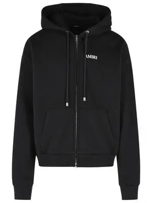 Amiri Cotton Zip-up Hoodie With Contrast Logo - Black