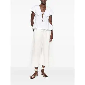 GANNI Organic Cotton Ruffled Collar Blouse - White