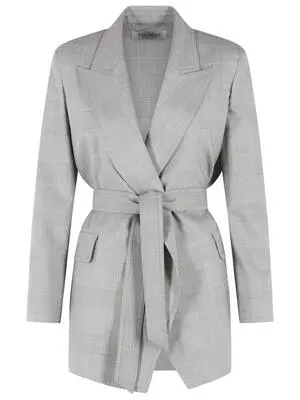 Max Mara Nasello Prince Of Wales Wool Robe Jacket - Green