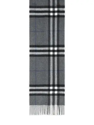 Burberry Mu Giant Check' Grey Cashmere Scarf - Gray