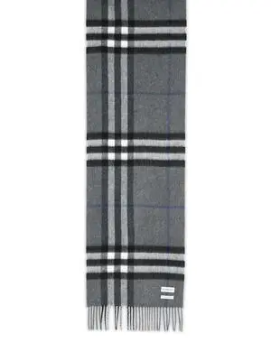 Burberry Mu Giant Check' Grey Cashmere Scarf - Gray