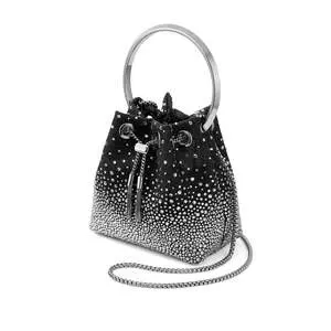 JIMMY CHOO Crystal Embellished Drawstring Tote Bag