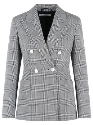 Max Mara Accordion Blazer In Virgin Wool - Blue