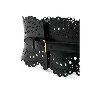 Alaïa Laser-cut Leather Belt - Black
