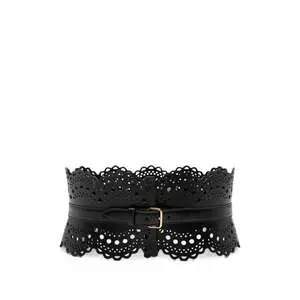 Alaïa Laser-cut Leather Belt - Black