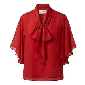 NYNY RYKE Ada Silk Blouse Sophisticated Day-to-night Top - Orange