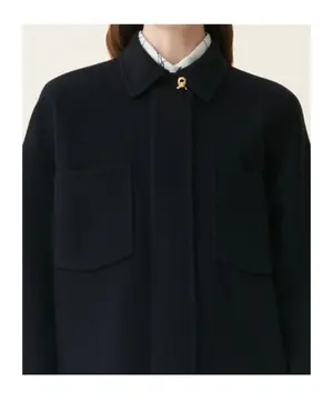 Fabiana Filippi Cropped Wool Shirt Jacket With Filo Diamante Detail