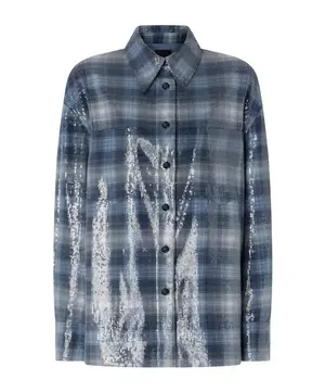 Pinko Overshirt With Check Pattern And Sequins