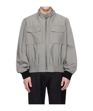 LANVIN Wool Blend Zip-up Casual Jacket - Light Gray