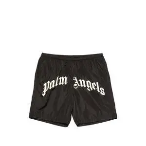 Palm Angels Logo Print Swim Shorts - Black