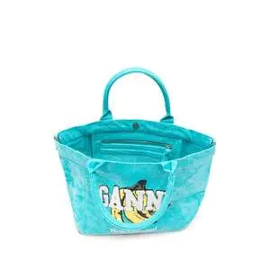 GANNI Logo Print Recycled Cotton Tote Bag