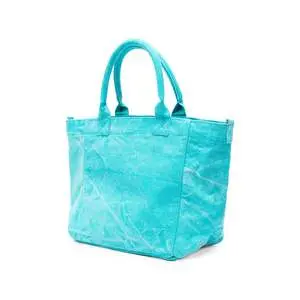 GANNI Logo Print Recycled Cotton Tote Bag - Blue