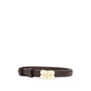 GANNI Dark Tonal Topstitching Belt With Butterfly Buckle - Brown