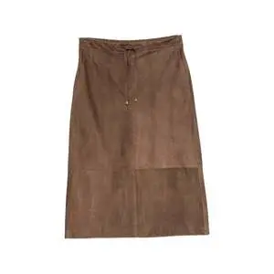 Max Mara Suede Straight Skirt With Drawstring Waist - Brown