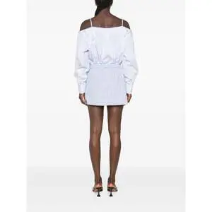 Alexander Wang Off-the-shoulder Stripe Dress - Blue