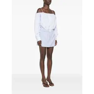 Alexander Wang Off-the-shoulder Stripe Dress - Blue