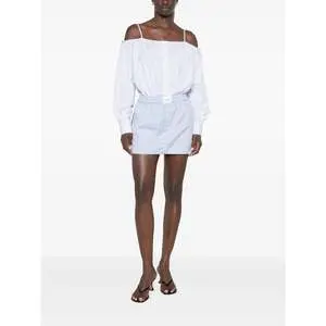 Alexander Wang Off-the-shoulder Stripe Dress - Blue