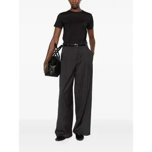 Max Mara Cotton Crewneck T-shirt With Logo Patch Pocket