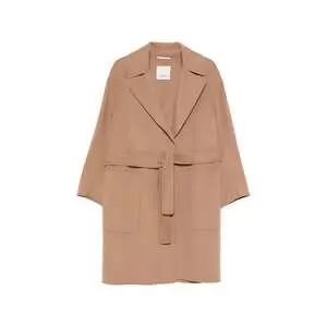 Max Mara Camel Brown Single Breasted Wool Coat - Cream