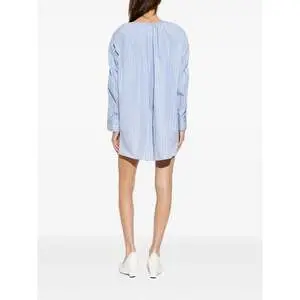 Alexander Wang Cotton Stripe Off-shoulder Day Dress - Blue