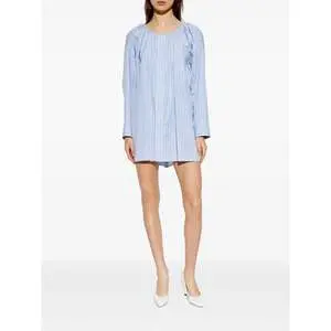 Alexander Wang Cotton Stripe Off-shoulder Day Dress - Blue