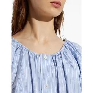 Alexander Wang Cotton Stripe Off-shoulder Day Dress - Blue