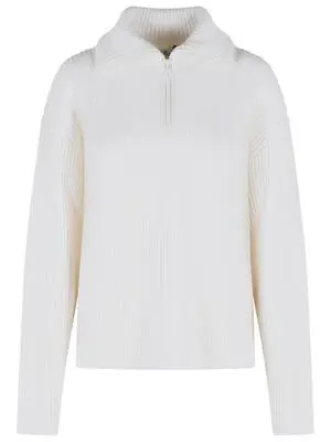 COURREGES Merino Wool Quarter Zip Sweater - White